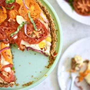 Savory Tomato & Garlic Pie with Rosemary Cracker Crust - Glow by Marlowe